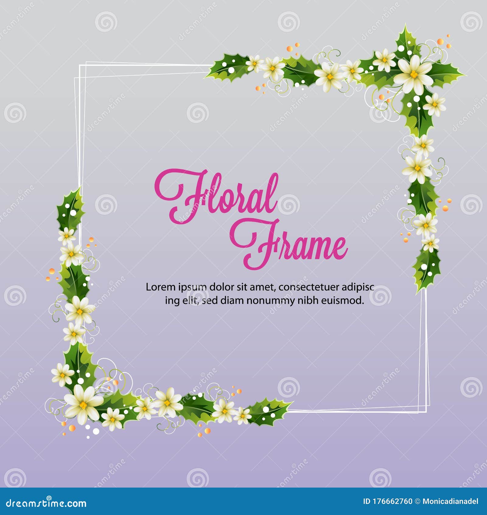 Jasmine Floral Frame Border Decoration Stock Vector - Illustration of ...