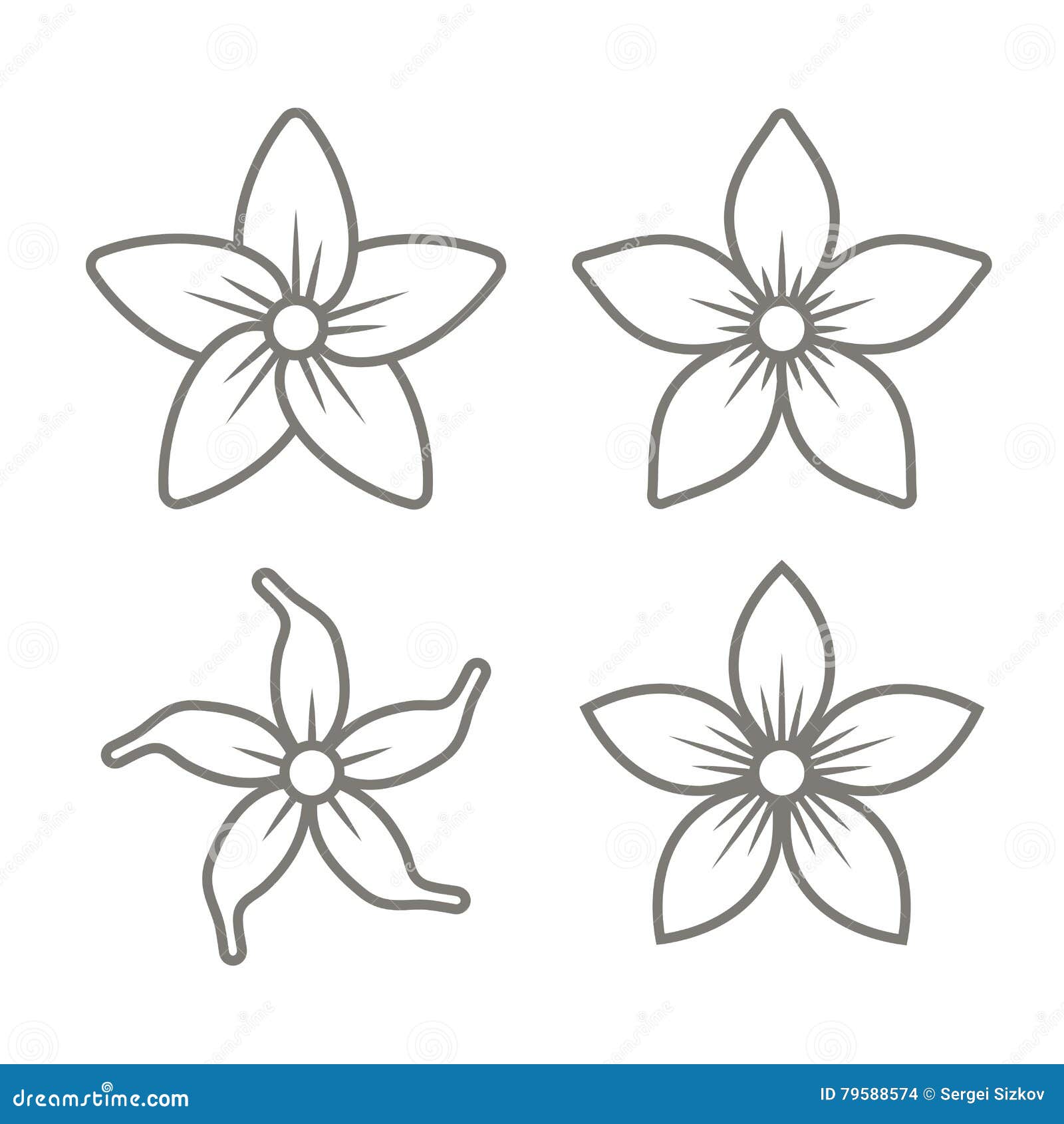 Jasmine Flower Icons Set on White Background. Vector Stock Vector ...