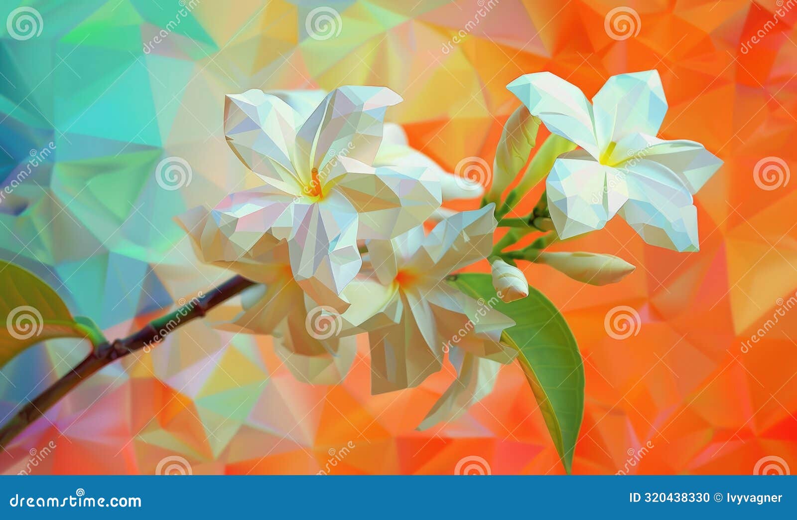 Jasmine Flower in Low Poly, Geometric Shapes Stock Photo - Image of ...