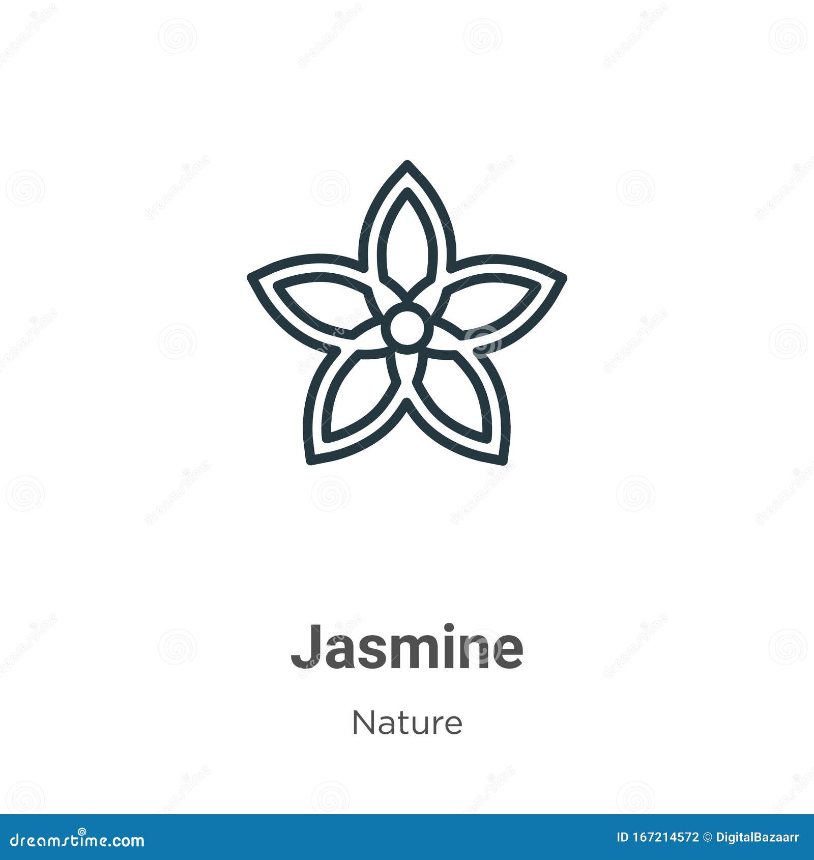 Jasmine Outline Vector Icon. Thin Line Black Jasmine Icon, Flat Vector ...