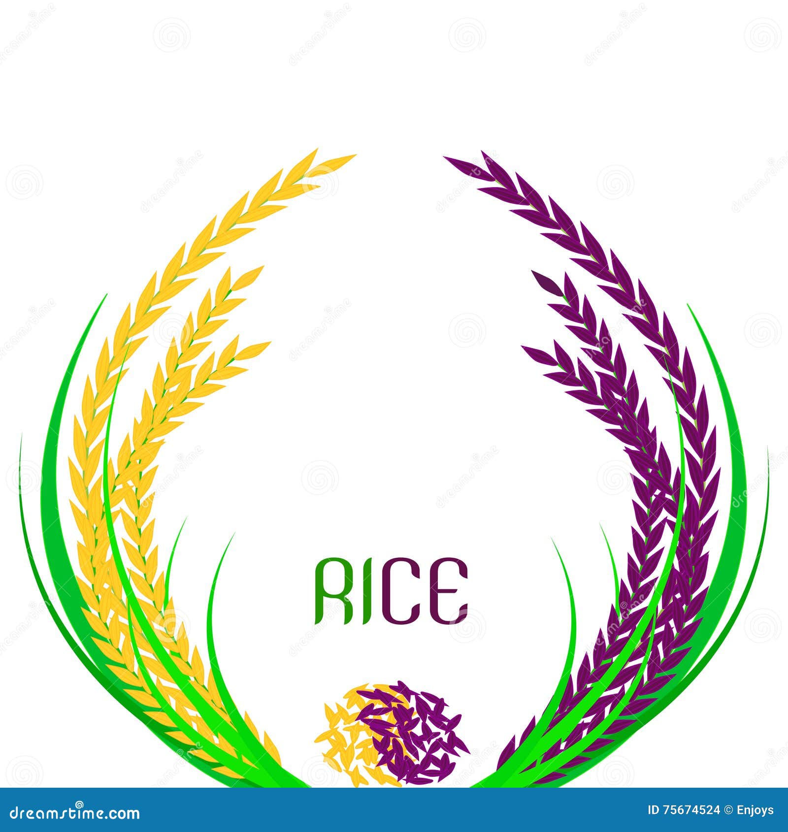 Jasmine Rice and Rice Berries, Illustration Design. Stock Illustration ...