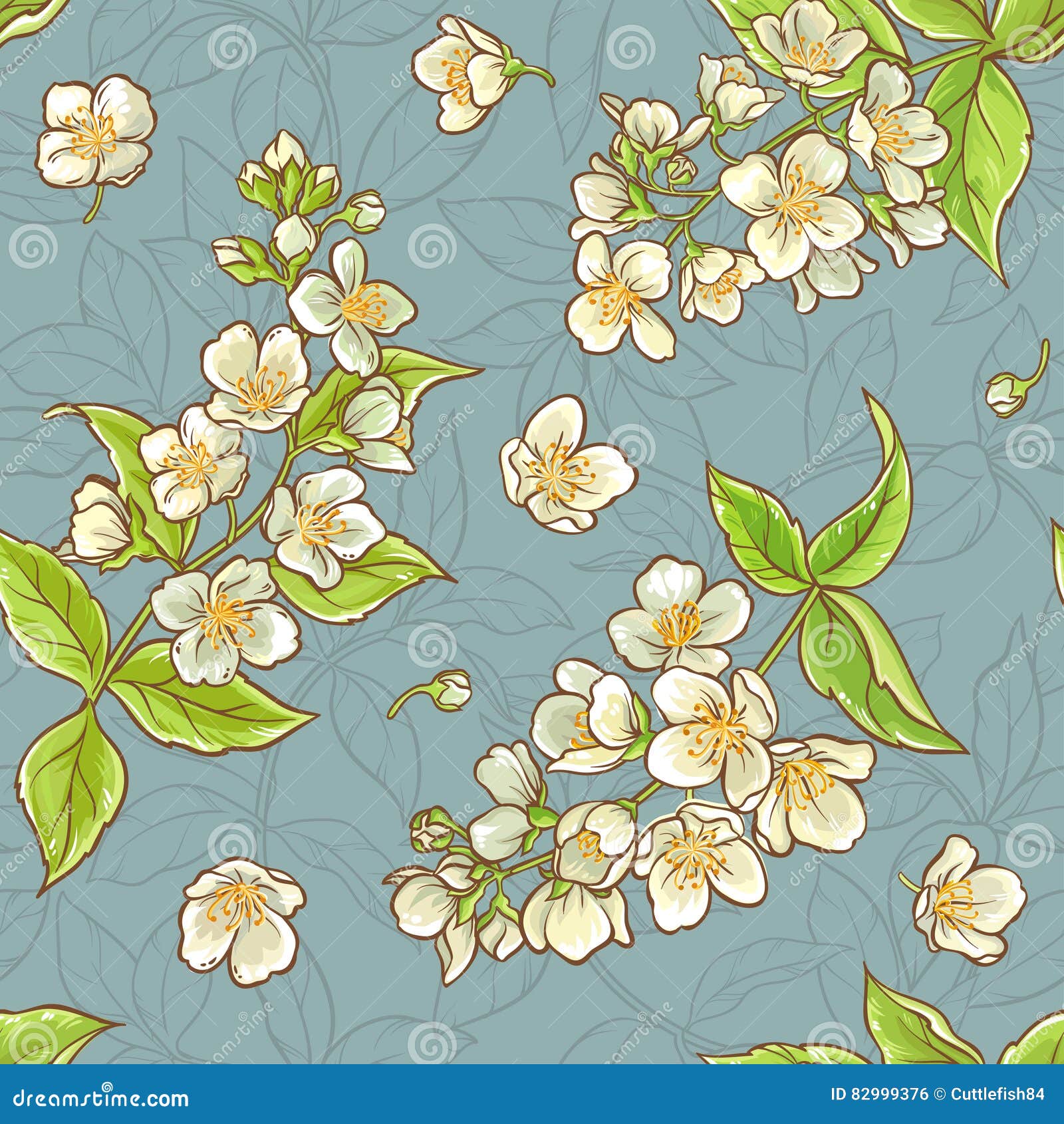 Jasmine seamless pattern stock vector. Illustration of petal - 82999376