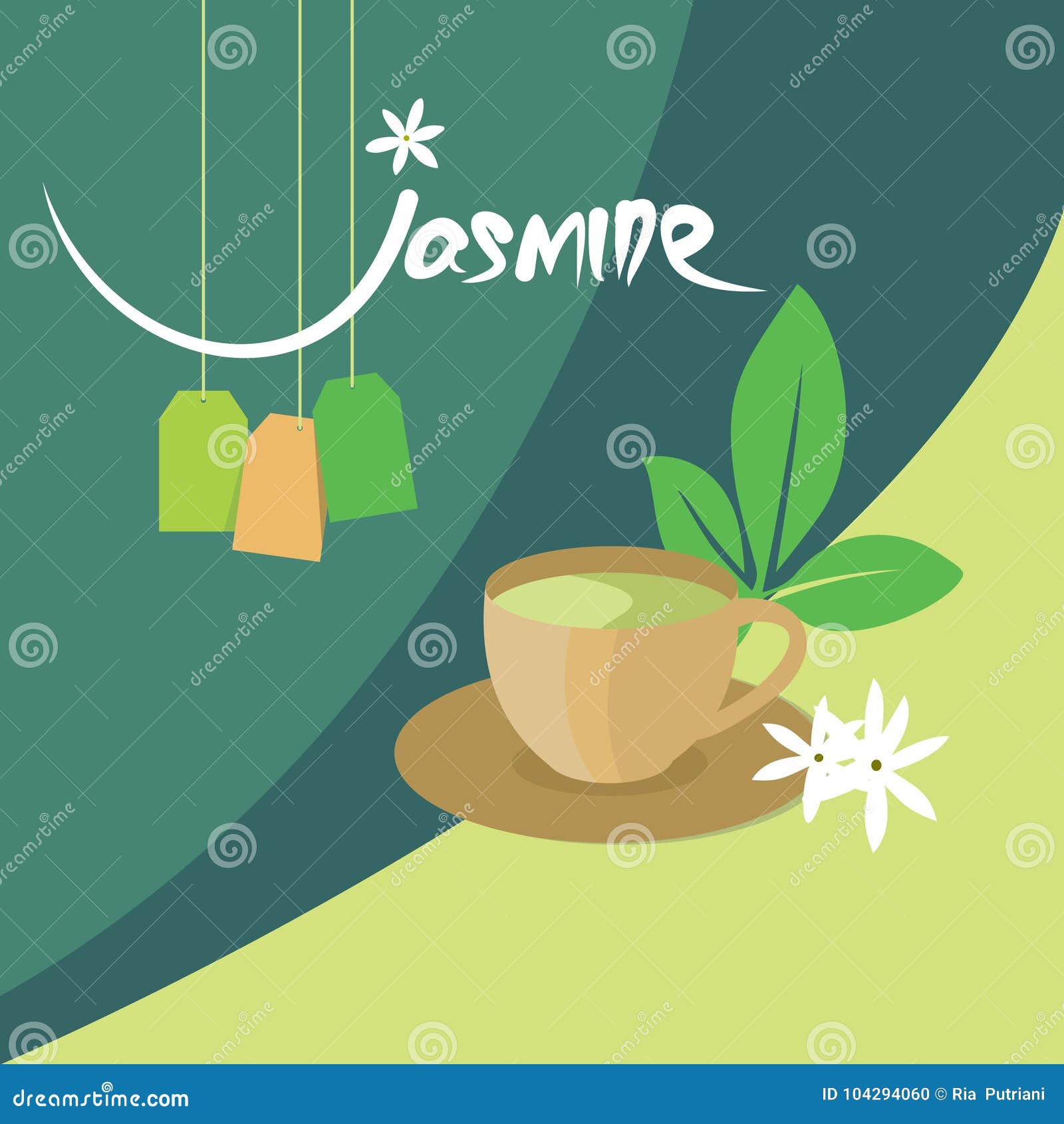 Jasmine Tea Organic Drink Vector Stock Vector - Illustration of menu ...