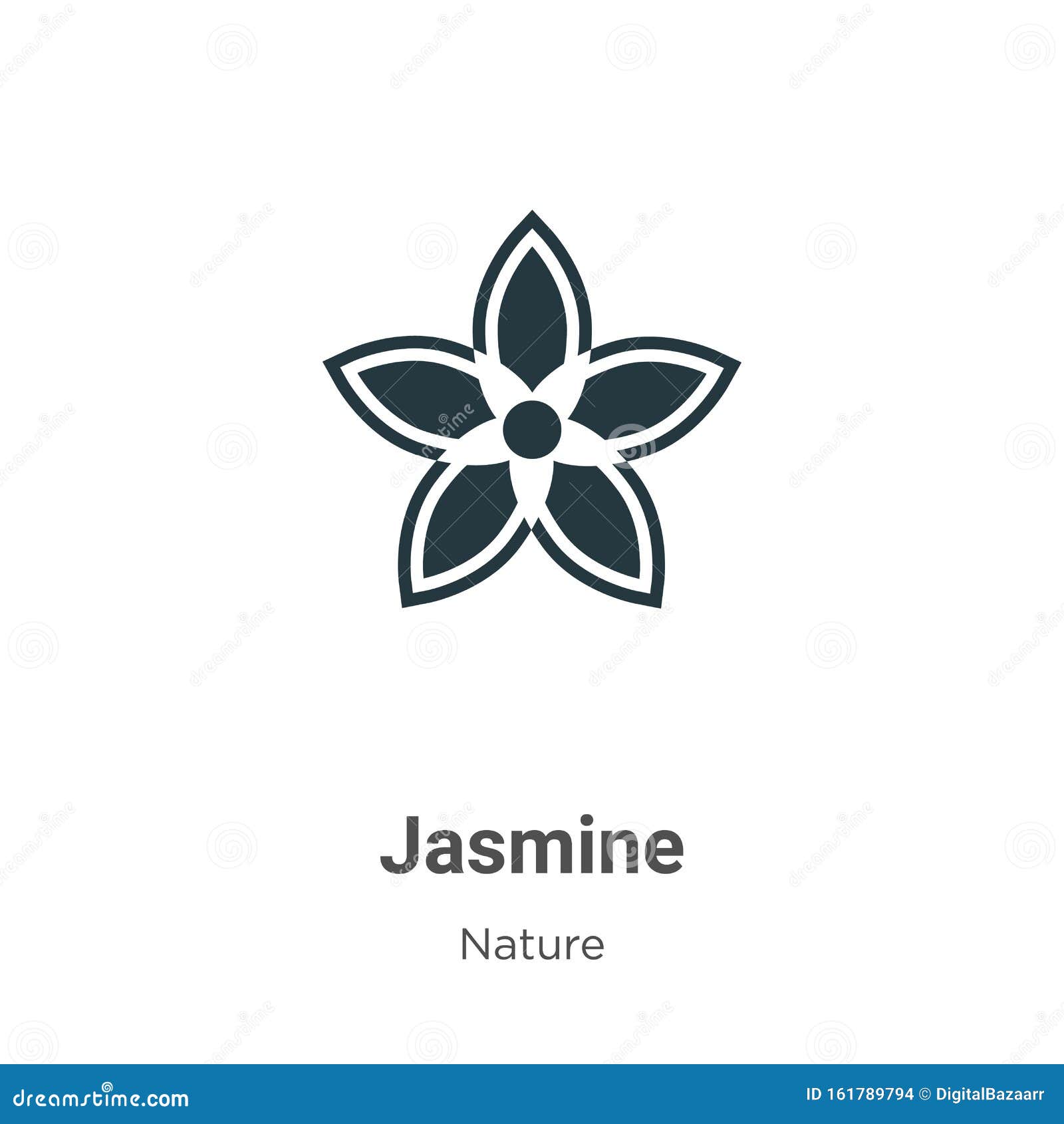Jasmine Vector Icon on White Background. Flat Vector Jasmine Icon ...