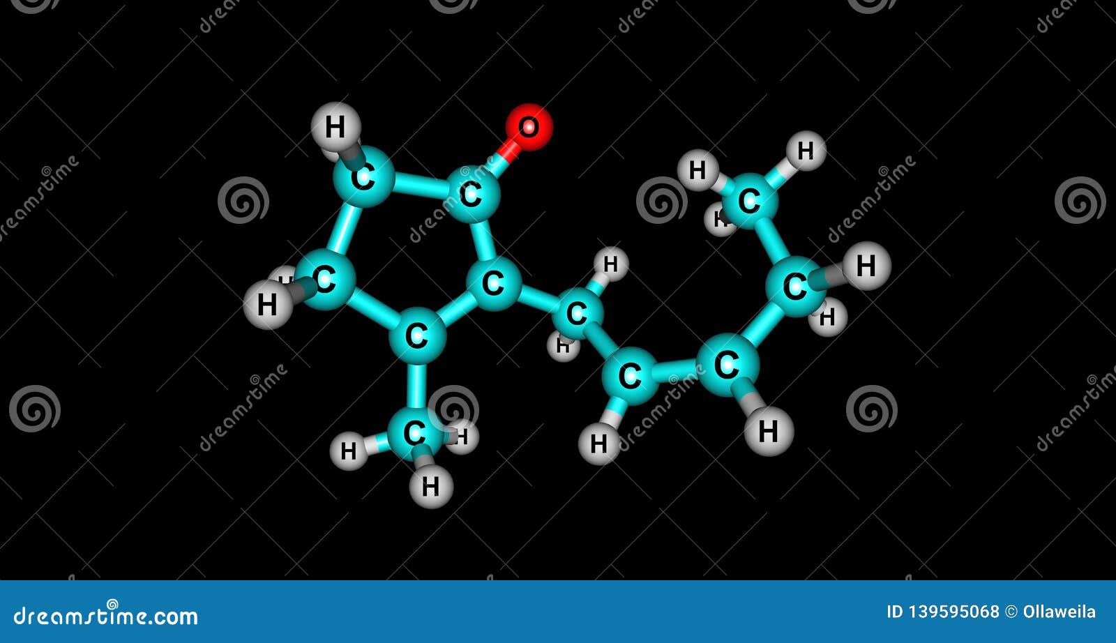 Jasmone Molecular Structure Isolated on Black Stock Illustration ...
