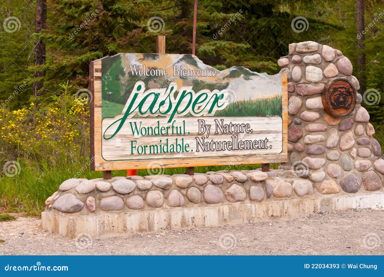 Welcome To Jasper, Welcoming Sign To The Town, Alberta, Canada ...