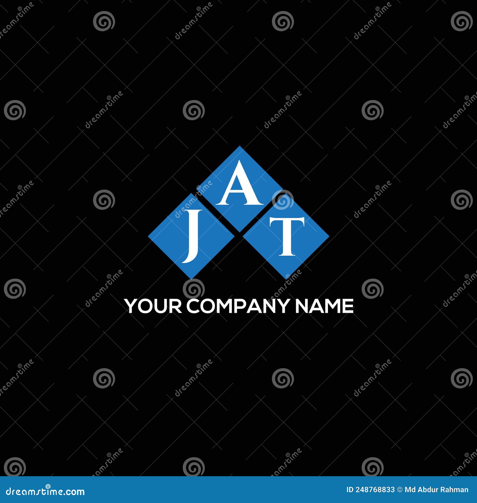 JAT Letter Logo Design on BLACK Background. JAT Creative Initials ...