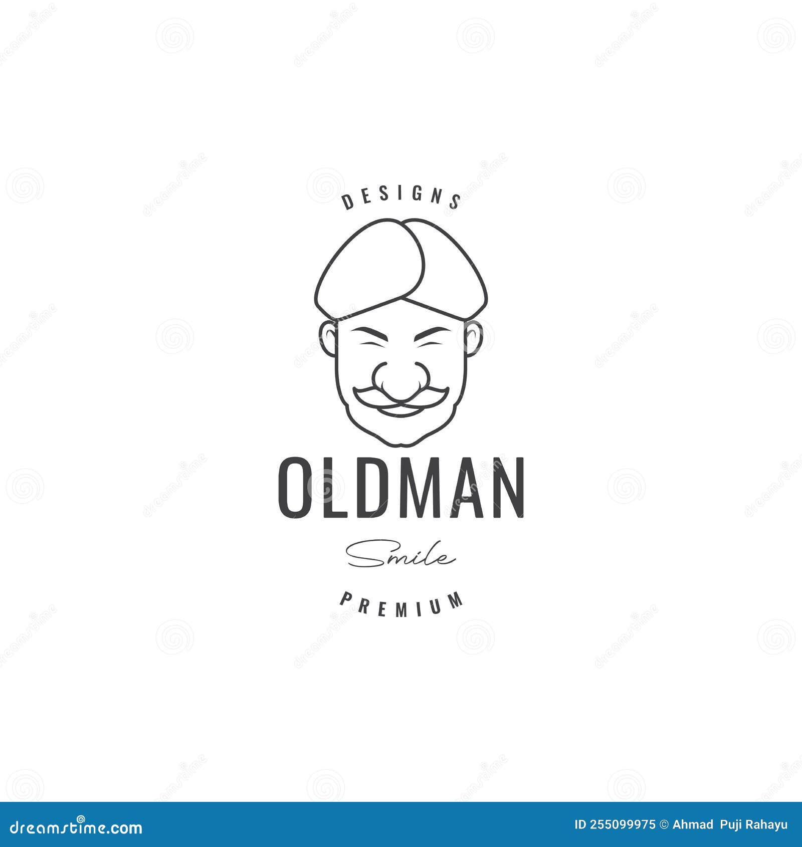 Java Face Old Man Hat Culture Logo Design Stock Vector - Illustration ...