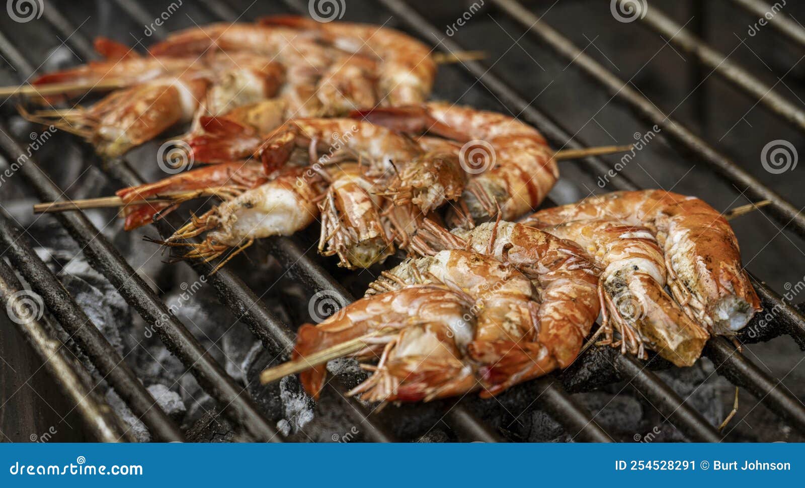 Java, Indonesia, June 13, 2022 - Shrimp on a Skewer on a BBQ Stock ...