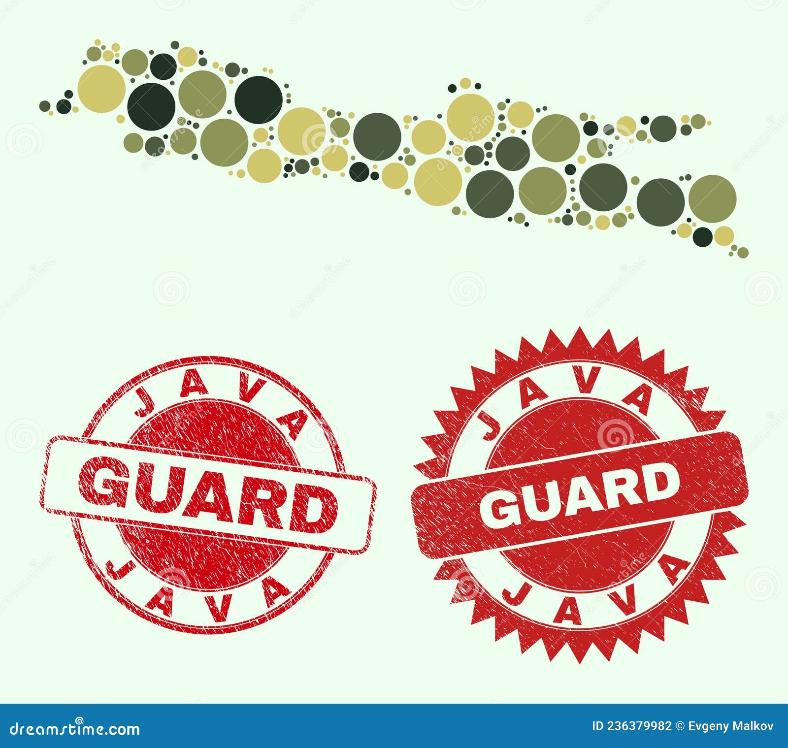Java Island Map Collage with Camo Military Circle Elements with ...