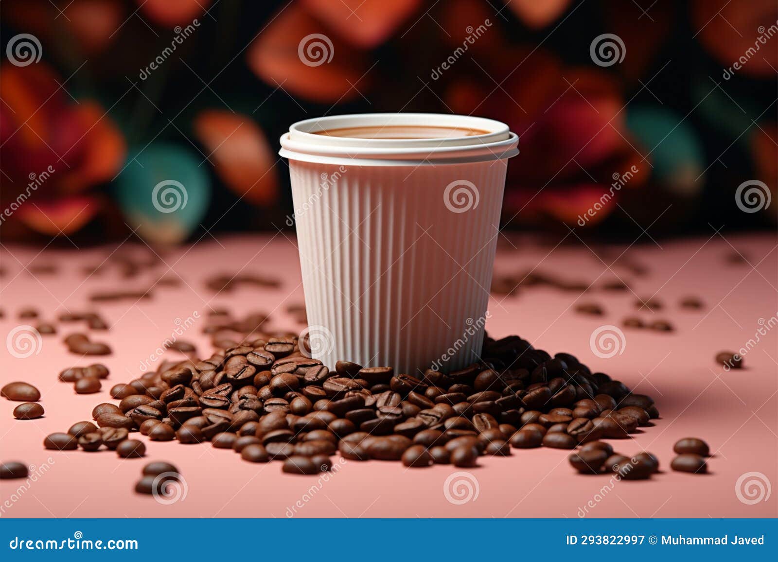 Java Journey a Coffee Cup Resting on Beans, Pastel Setting Stock ...