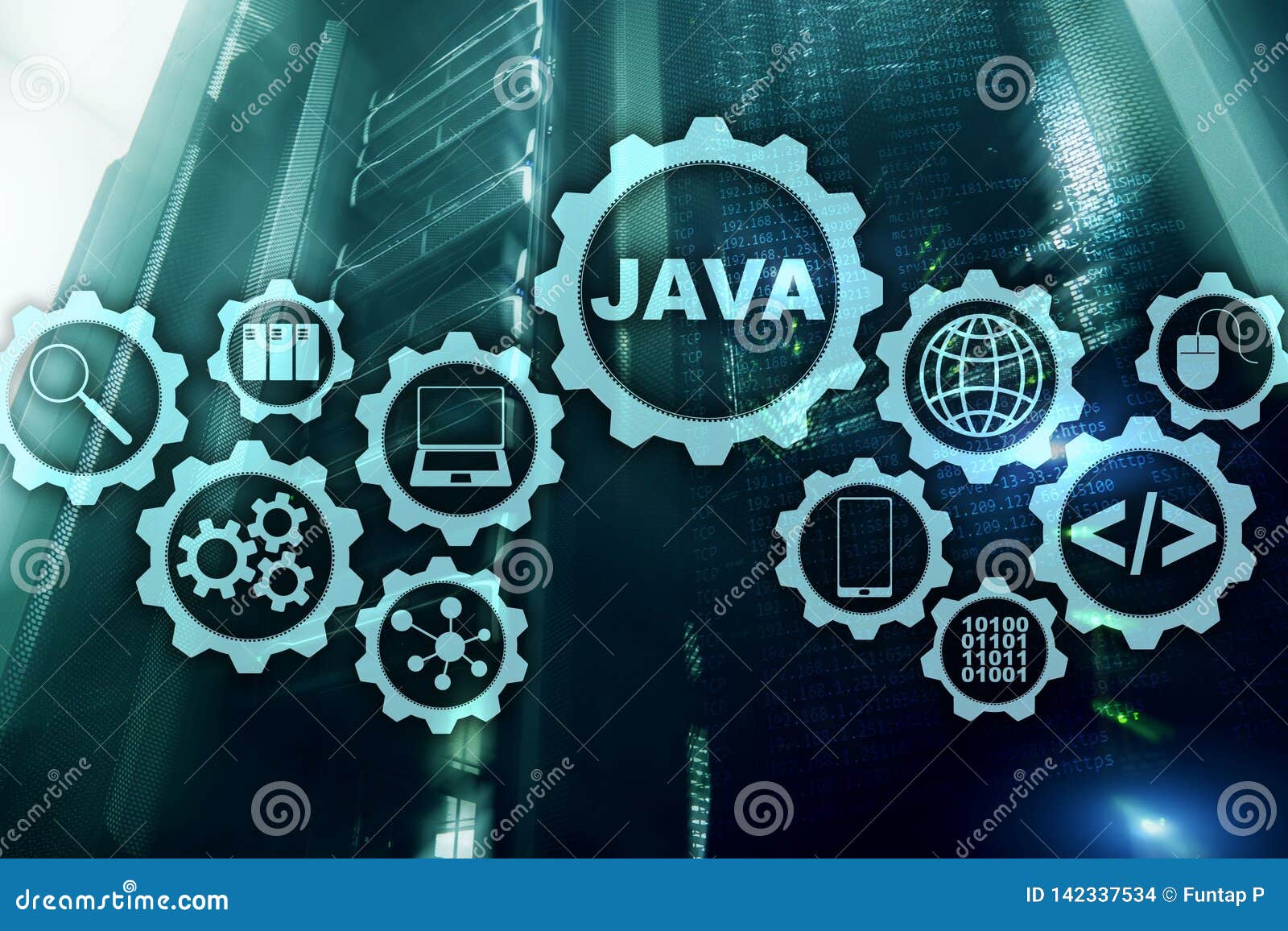 Java Programming Concept. Virtual Machine. On Server Room Background ... Java Programming Concept. Virtual Machine. On Server Room Background ...