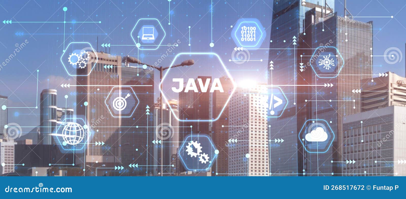 Java Programming Language Application Concept on City Background Stock ...