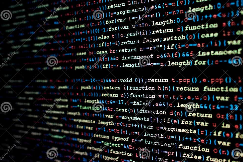 Java Script Code on Black Screen. Stock Image - Image of blue, java ...