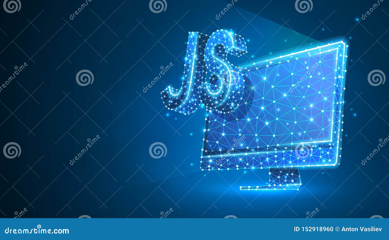 Java Script Coding Language Sign on Computer Monitor. Device, Programming, Developing Concept ...