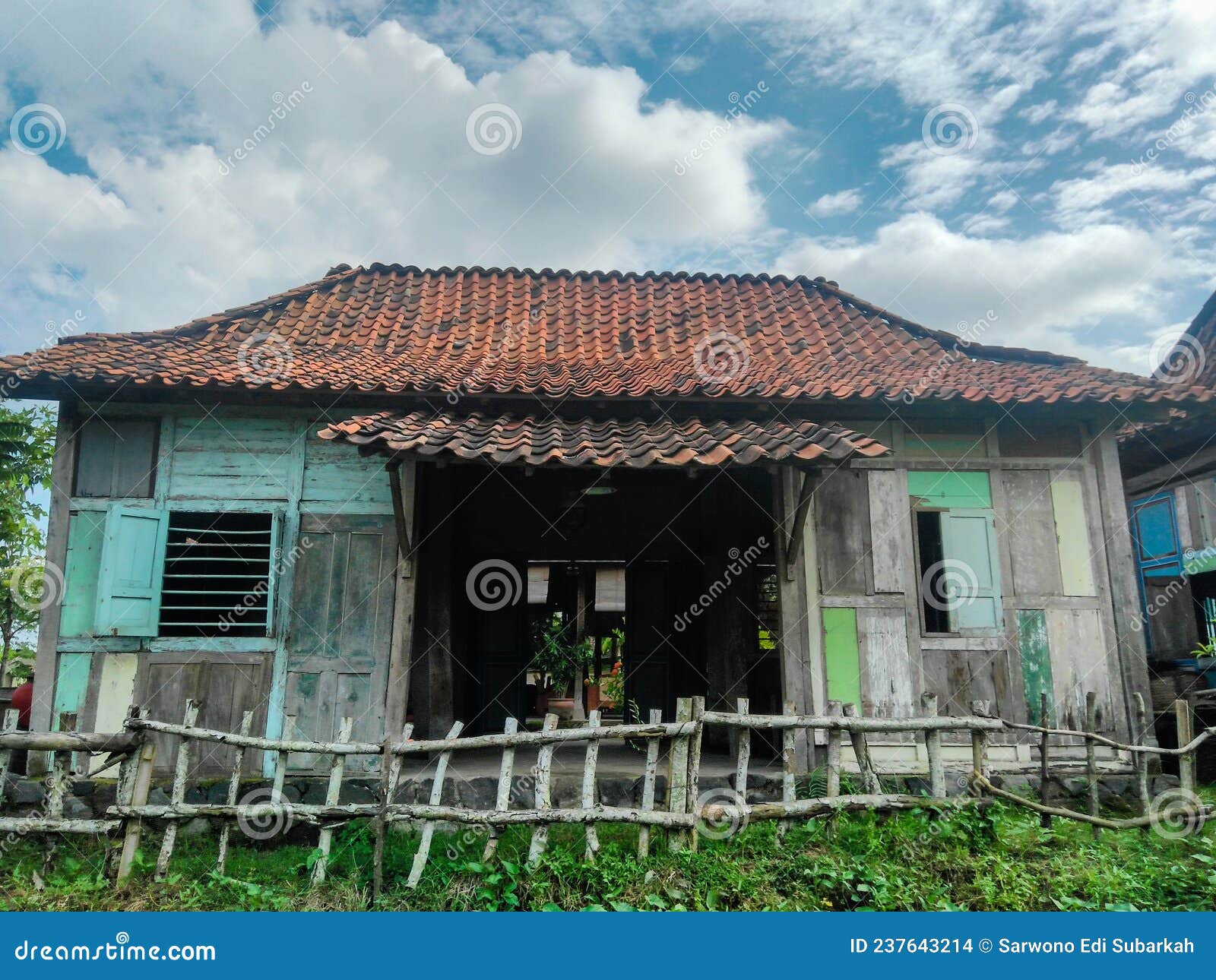 A Javanese House with a Classic Design and Built of Wood. Stock Photo ...
