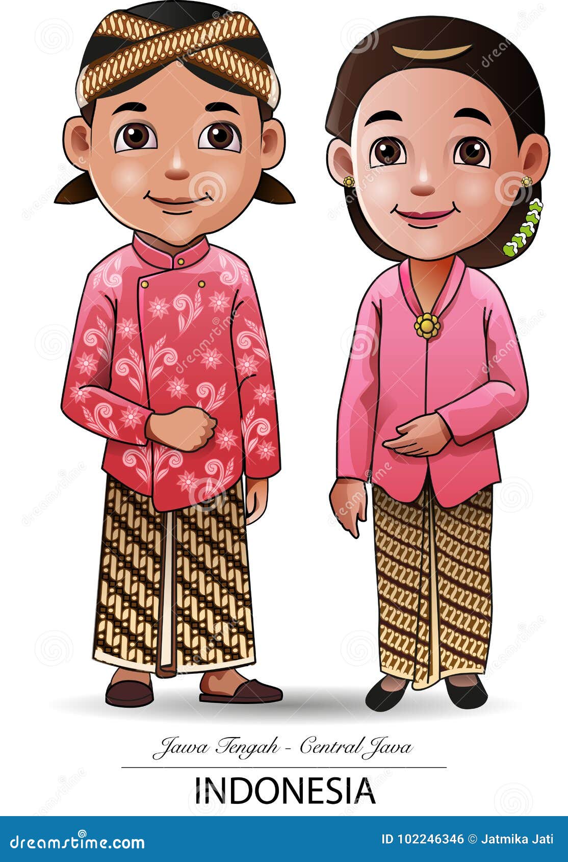 Set Of Cute Kebaya Traditional Fashion From Indonesia. Cartoon Icon ...