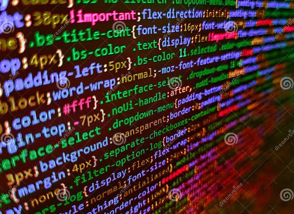 Javascript Code in Bracket Software. it Coding on Monitor Screen. Javascript Functions ...
