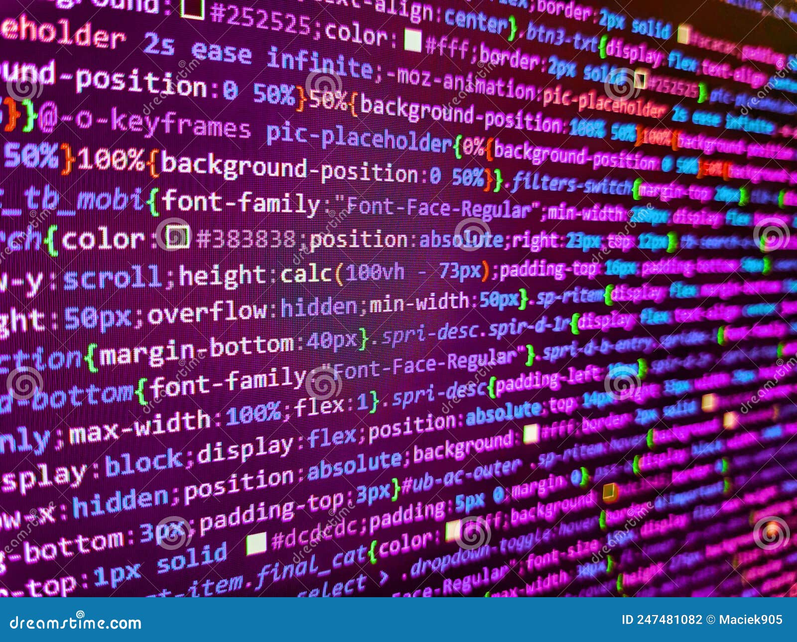 Javascript Code In Bracket Software Data Encryption Security Code On A Computer Display Close