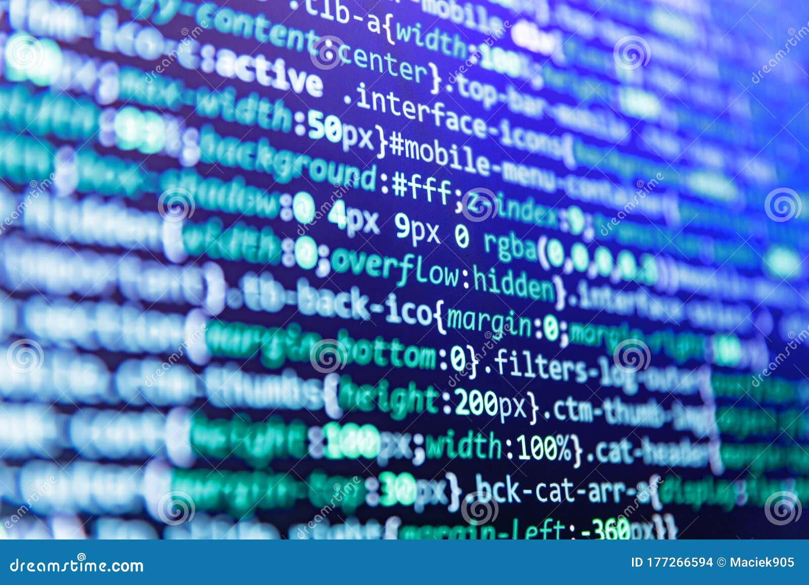 Javascript Code in Bracket Software. HTML5 Concept Macro Backdrop in ...