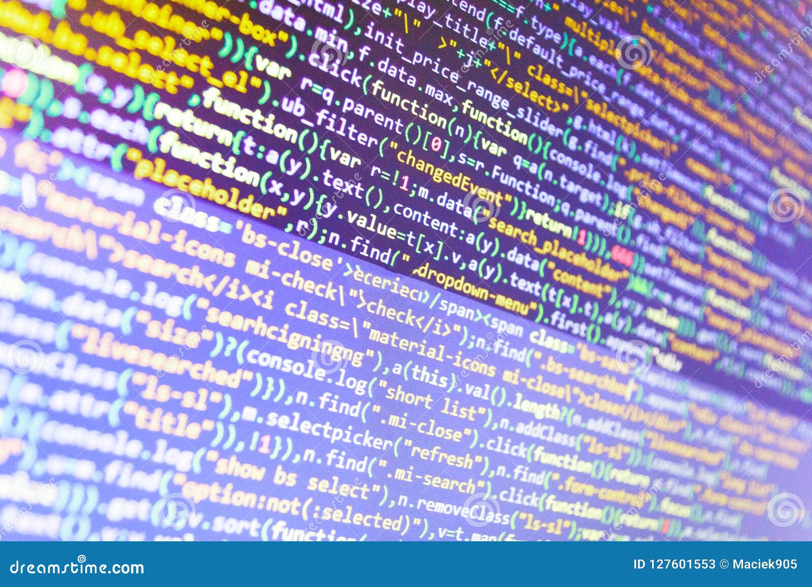 Javascript Code In Bracket Software Seo Concepts For Better Serp Programming Code Stock Image