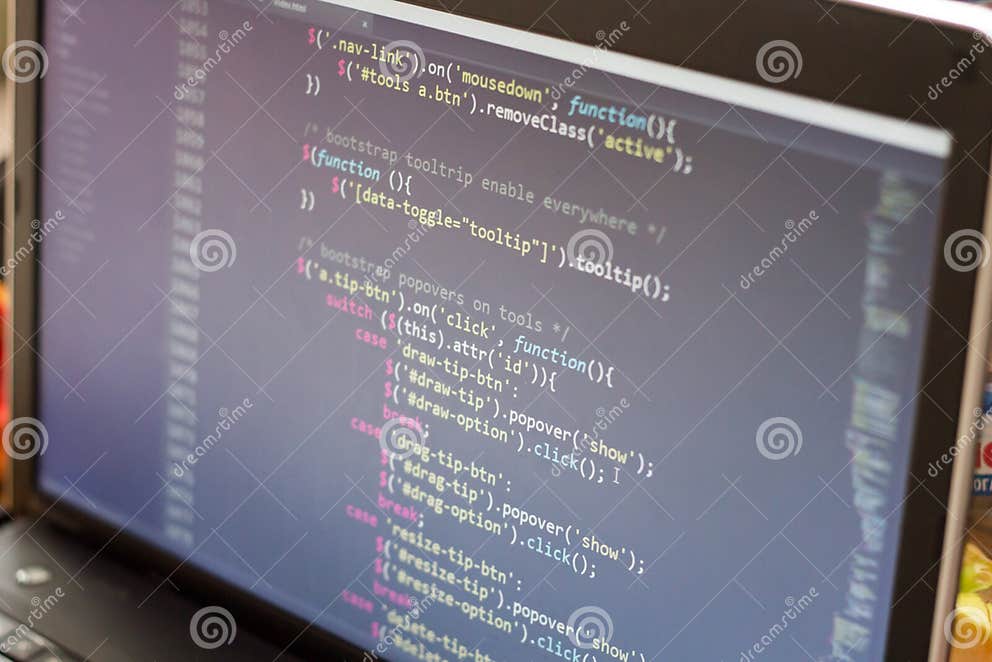 Javascript Code. Computer Programming Source Code. Abstract Screen of ...