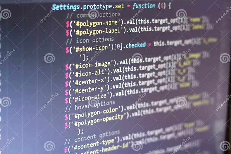 Javascript Code. Computer Programming Source Code. Abstract Screen of ...