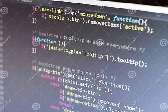 Javascript Code. Computer Programming Source Code. Abstract Screen of ...