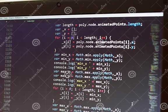 Javascript Code. Computer Programming Source Code. Abstract Screen of ...