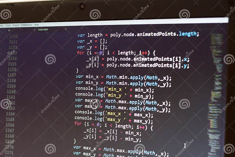 Javascript Code. Computer Programming Source Code. Abstract Screen of ...