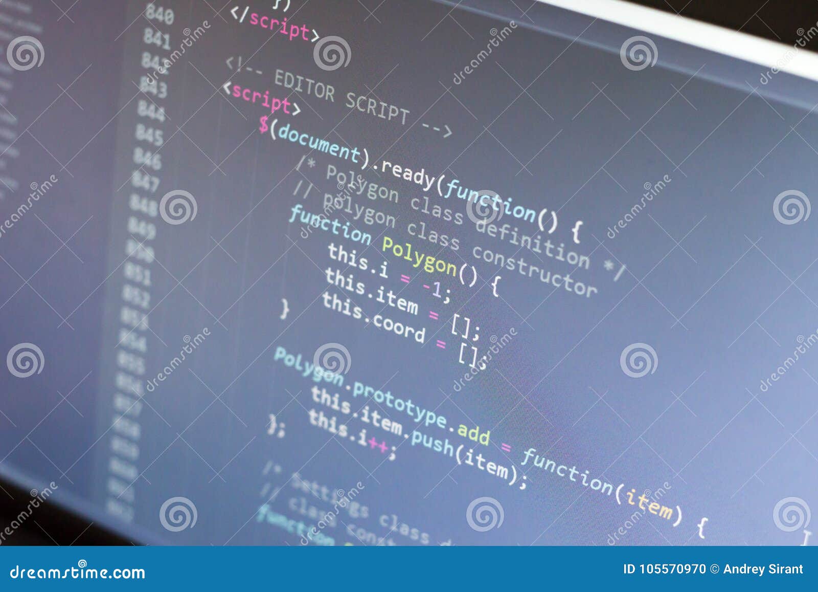 Javascript Code. Computer Programming Source Code. Abstract Screen of Web Developer. Digital ...