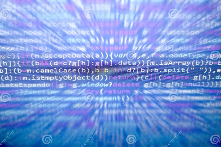 Minificated Javascript Code. Computer Programming Source Code Abstract Screen of Web Developer ...