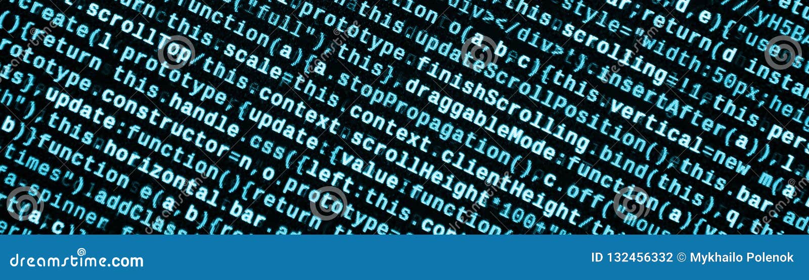 JavaScript Code in Text Editor. Coding Cyberspace Concept. Screen of ...