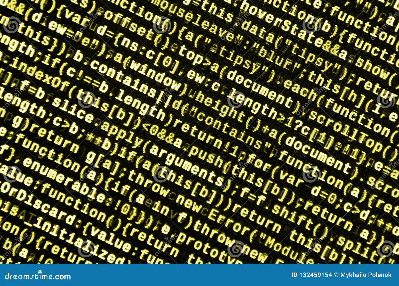 JavaScript Code in Text Editor. Coding Cyberspace Concept. Screen of ...