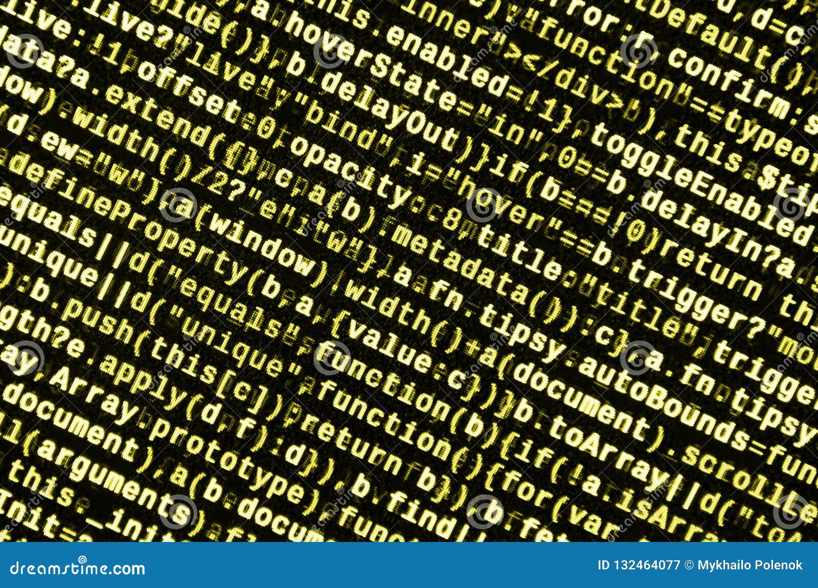 JavaScript Code in Text Editor. Coding Cyberspace Concept. Screen of Web Developing Code Stock ...