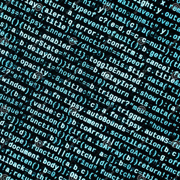 JavaScript Code in Text Editor. Coding Cyberspace Concept. Screen of Web Developing Code Stock ...