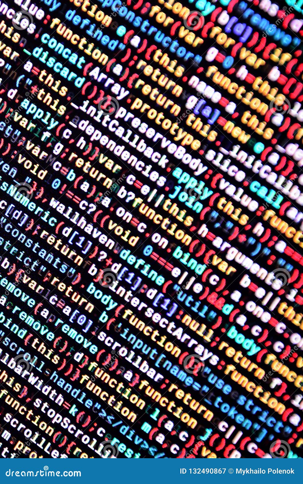 JavaScript Code in Text Editor. Coding Cyberspace Concept. Screen of ...