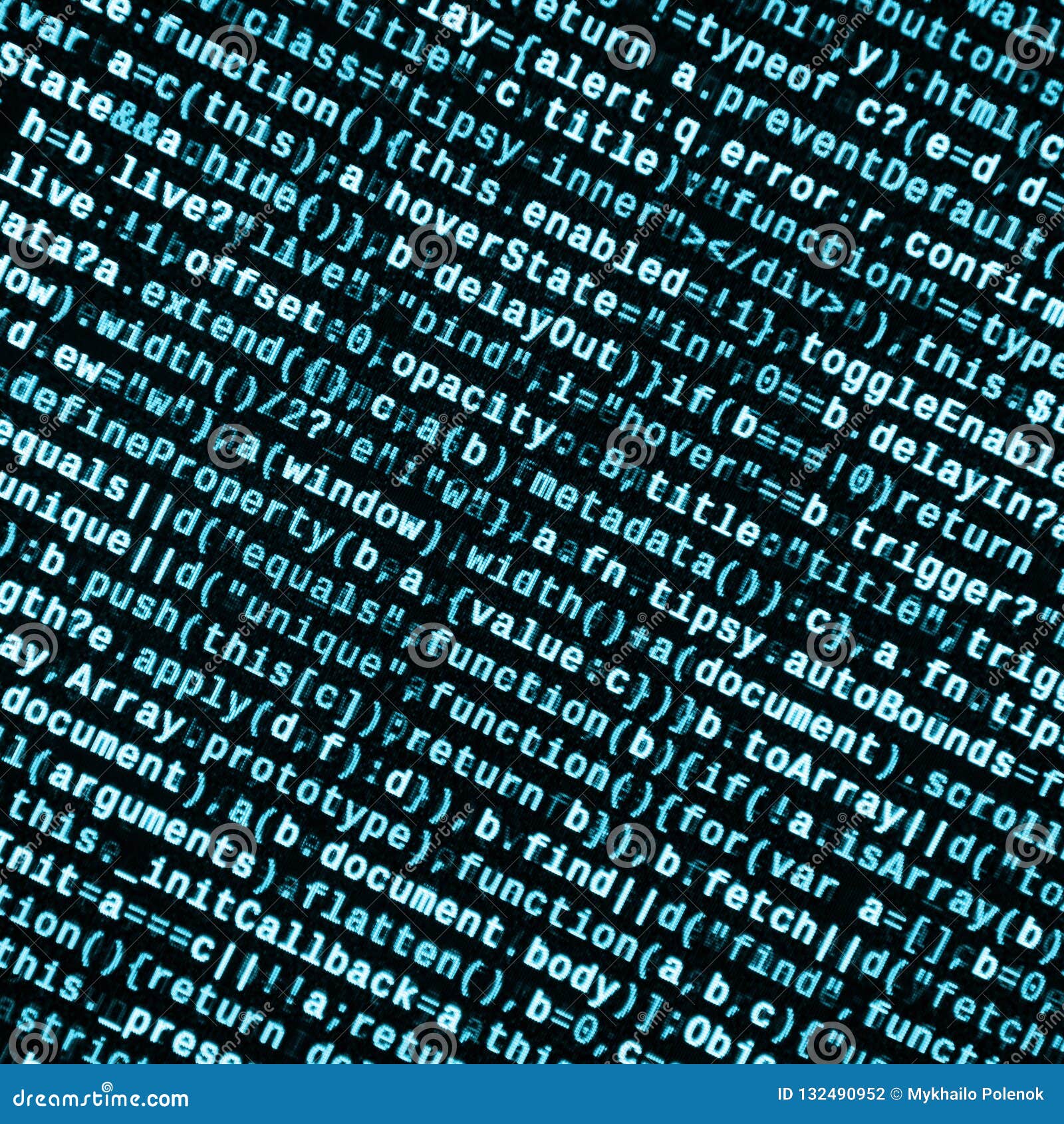 JavaScript Code in Text Editor. Coding Cyberspace Concept. Screen of ...