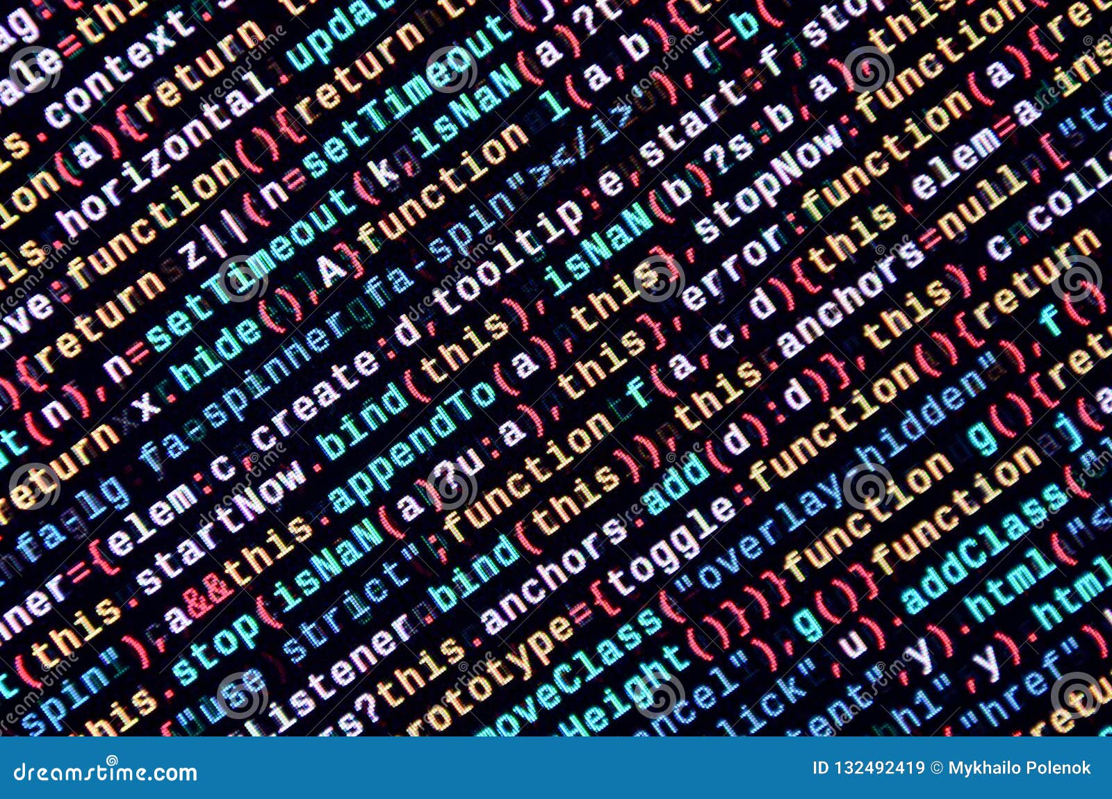 JavaScript Code in Text Editor. Coding Cyberspace Concept. Screen of ...