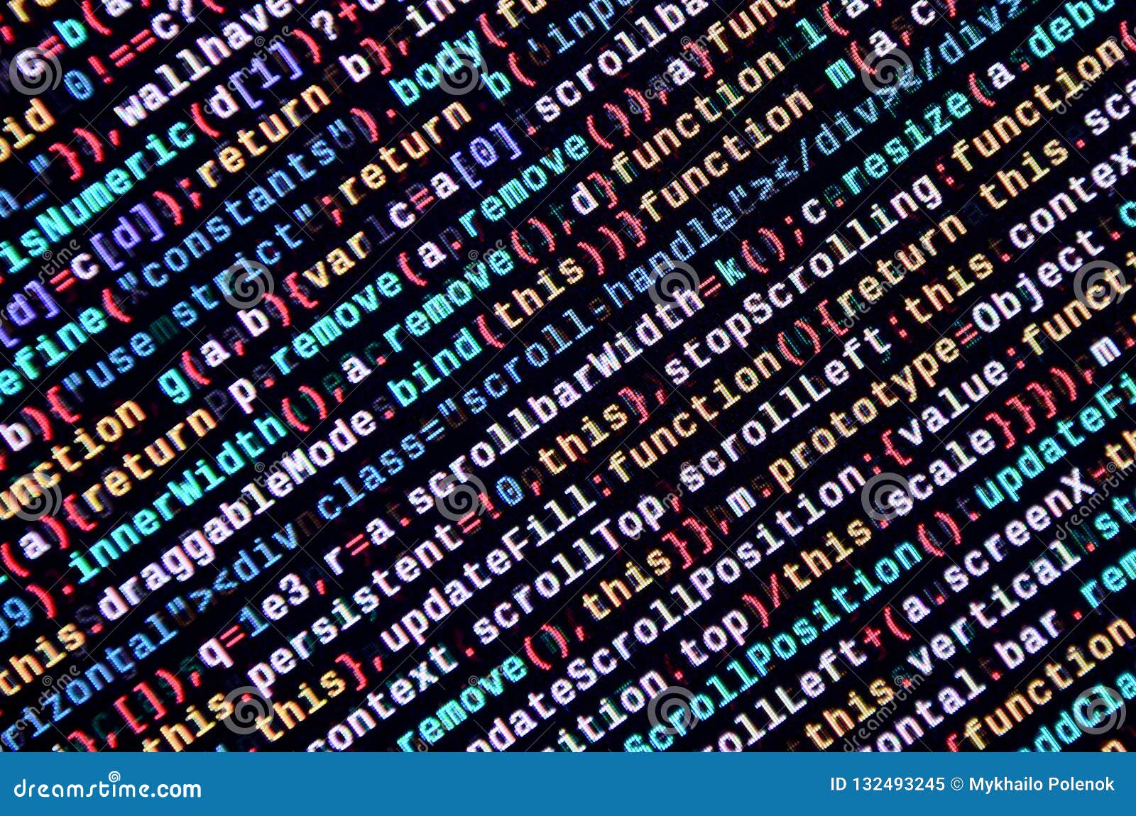 JavaScript Code in Text Editor. Coding Cyberspace Concept. Screen of ...