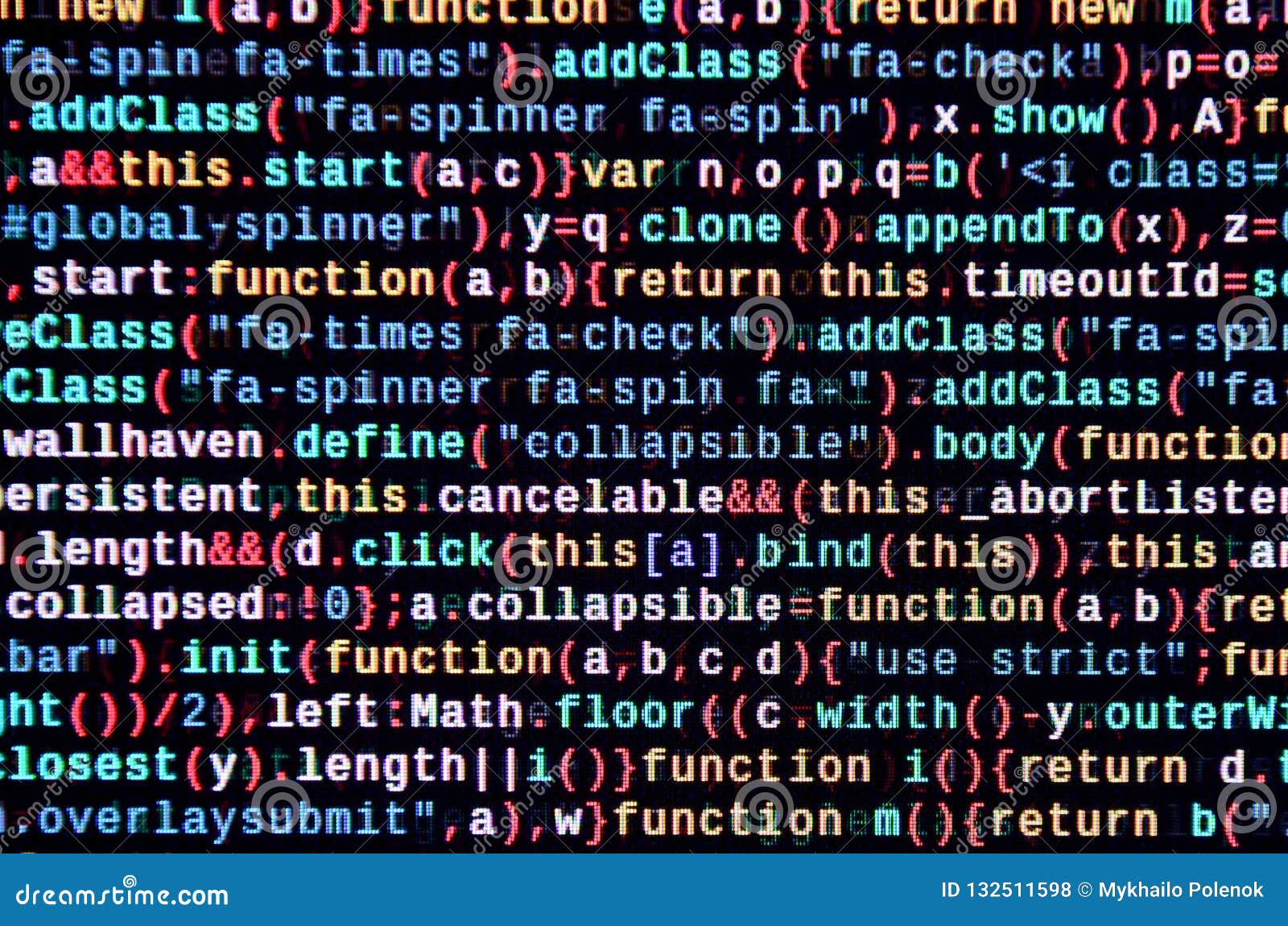 JavaScript Code in Text Editor. Coding Cyberspace Concept. Screen of ...
