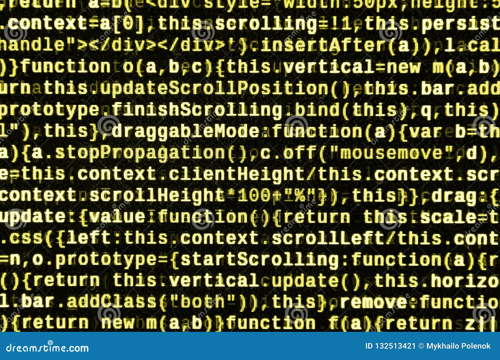 JavaScript Code in Text Editor. Coding Cyberspace Concept. Screen of ...