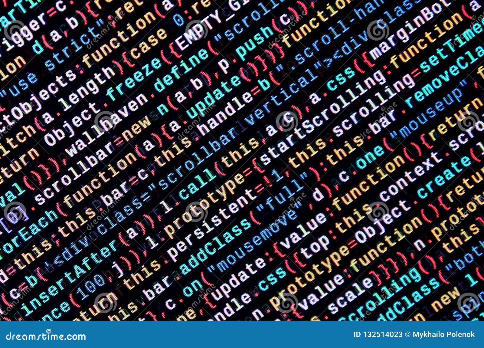 JavaScript Code in Text Editor. Coding Cyberspace Concept. Screen of ...