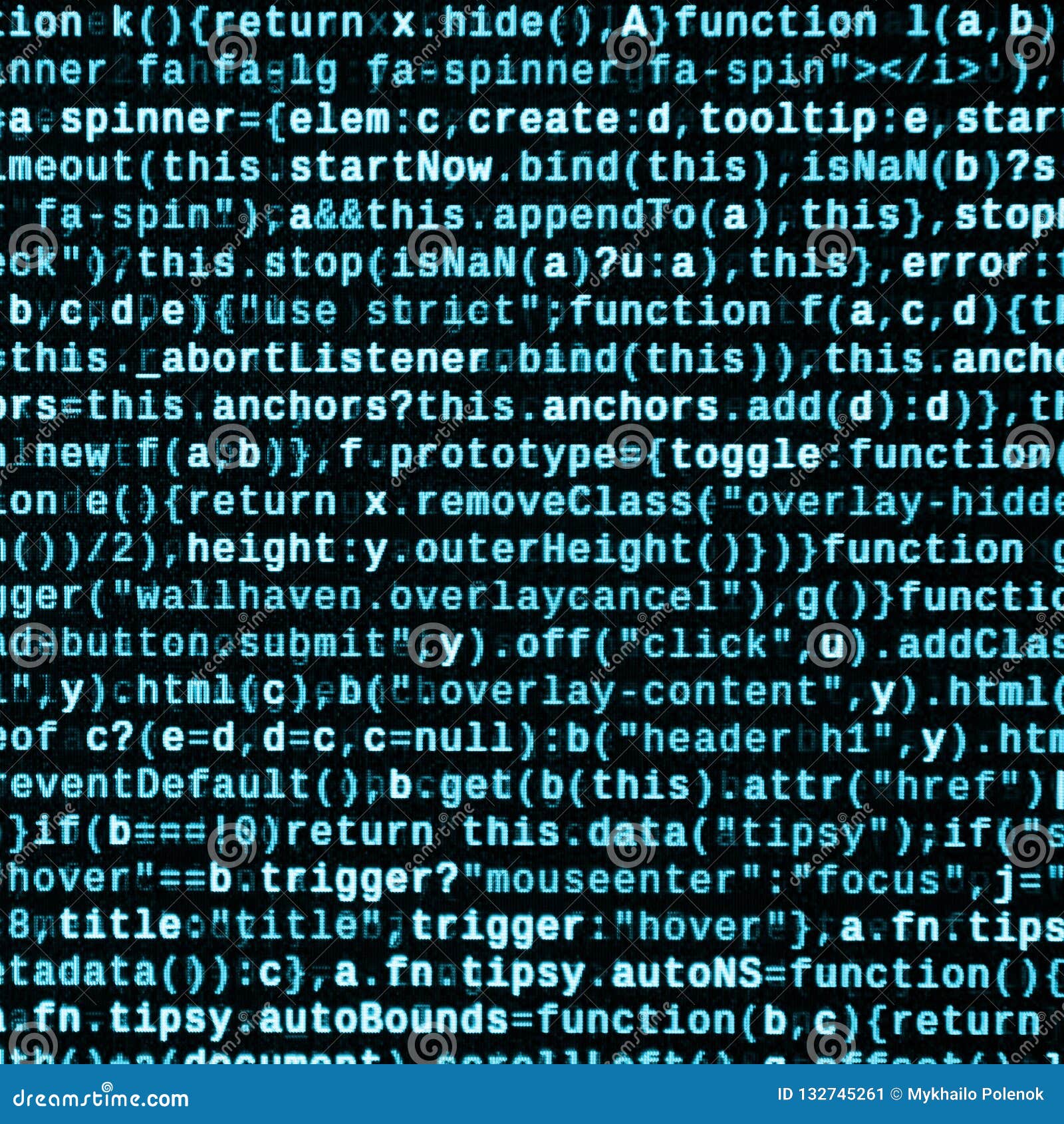 JavaScript Code in Text Editor. Coding Cyberspace Concept. Screen of ...