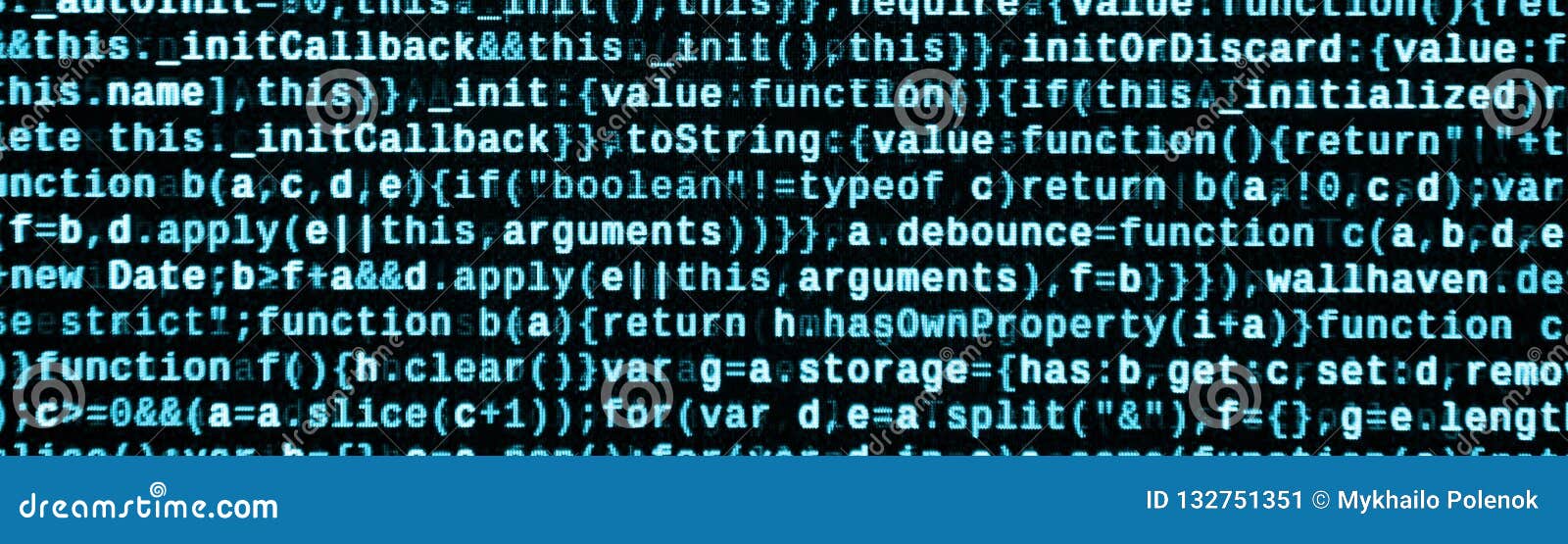 JavaScript Code in Text Editor. Coding Cyberspace Concept. Screen of Web Developing Code Stock ...