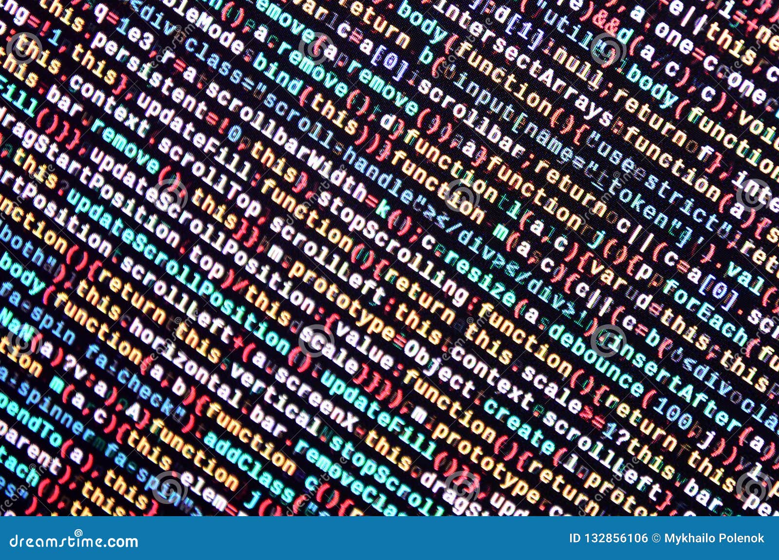 JavaScript Code in Text Editor. Coding Cyberspace Concept. Screen of ...