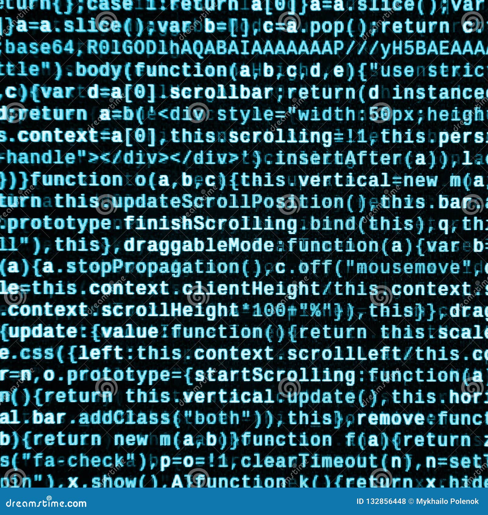 JavaScript Code in Text Editor. Coding Cyberspace Concept. Screen of ...