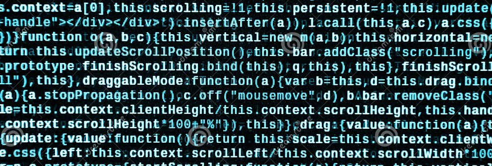 JavaScript Code in Text Editor. Coding Cyberspace Concept. Screen of ...