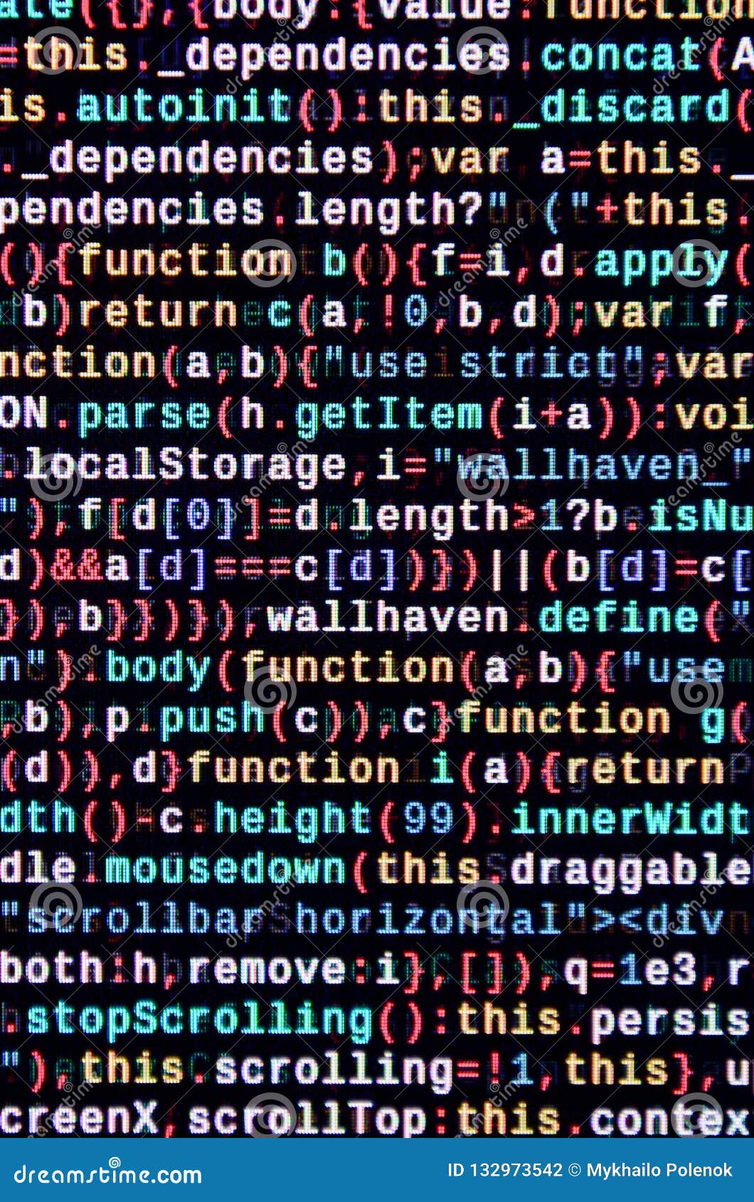 JavaScript Code in Text Editor. Coding Cyberspace Concept. Screen of ...