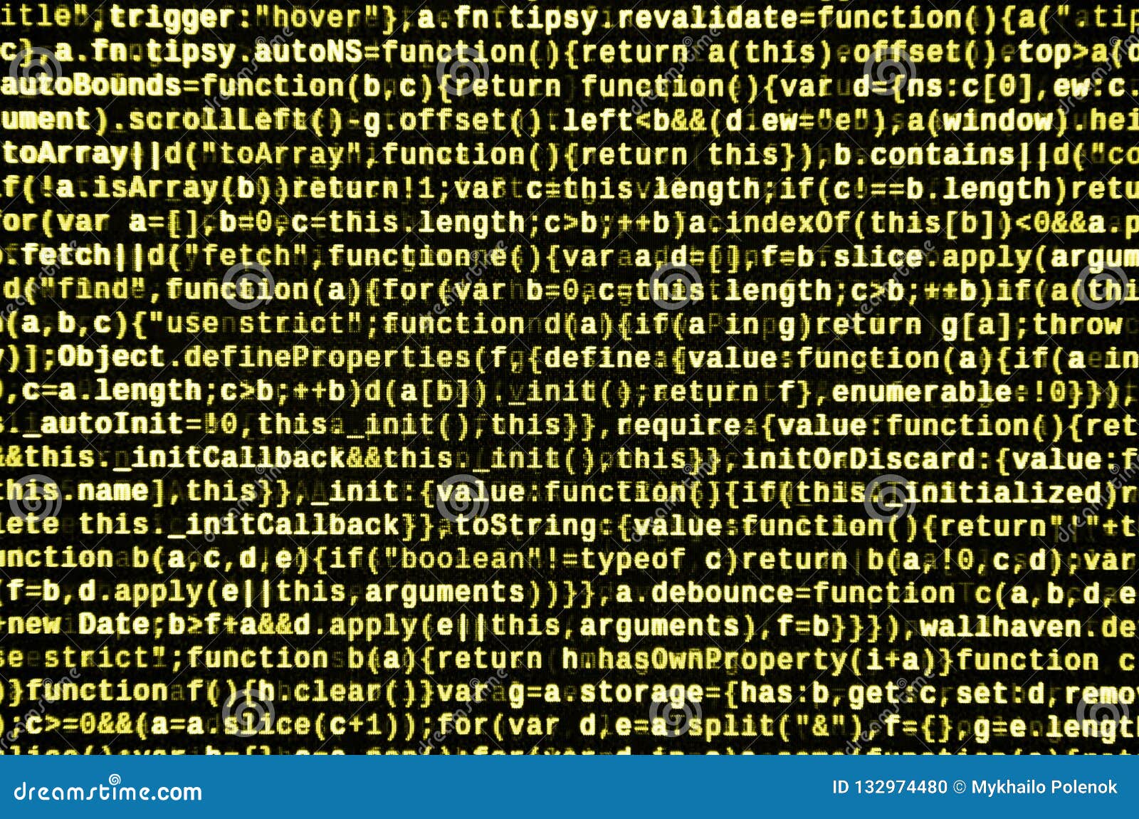 JavaScript Code in Text Editor. Coding Cyberspace Concept. Screen of ...